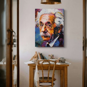 Albert Einstein Portrait Genius Abstract Painting Print on Canvas - Etsy