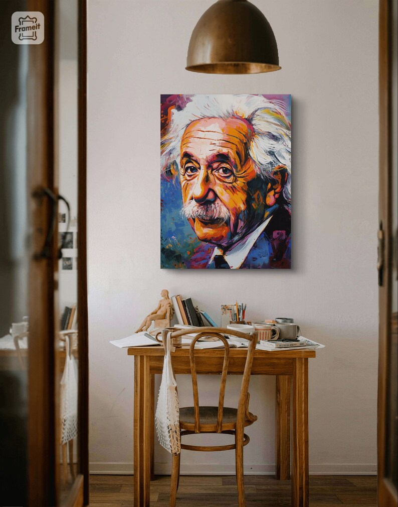 Albert Einstein Portrait Genius Abstract Painting Print on Canvas - Etsy