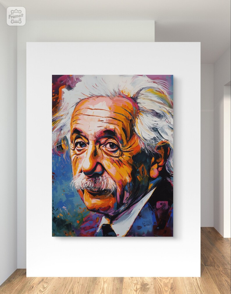 Albert Einstein Portrait Genius Abstract Painting Print on Canvas - Etsy