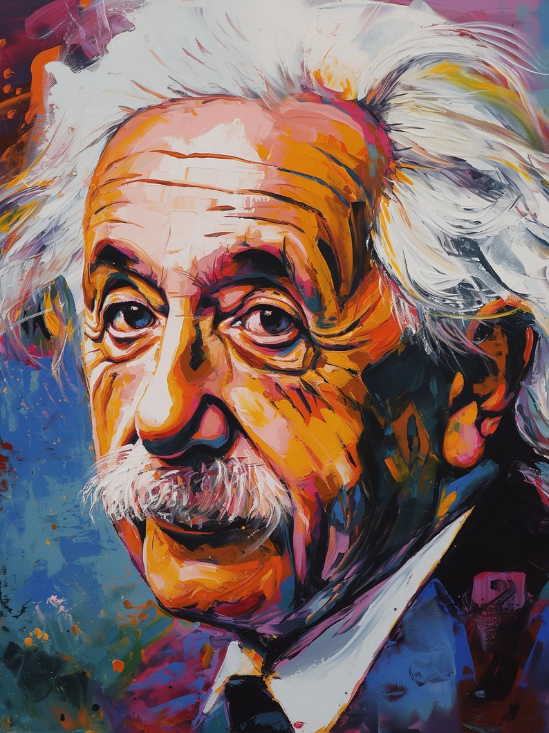 Albert Einstein Portrait Genius Abstract Painting Print on Canvas - Etsy
