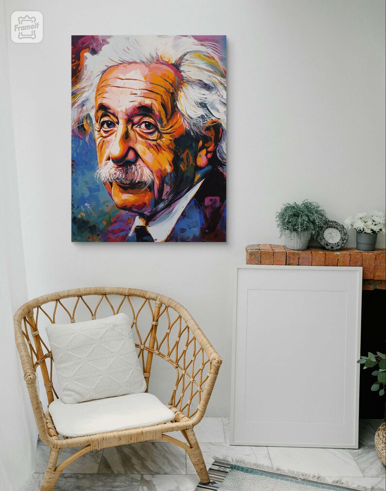Albert Einstein Portrait Genius Abstract Painting Print on Canvas - Etsy