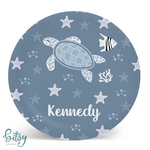 Personalized Sea Turtle Plate for Kids Child's Plastic Tableware Dinner ...