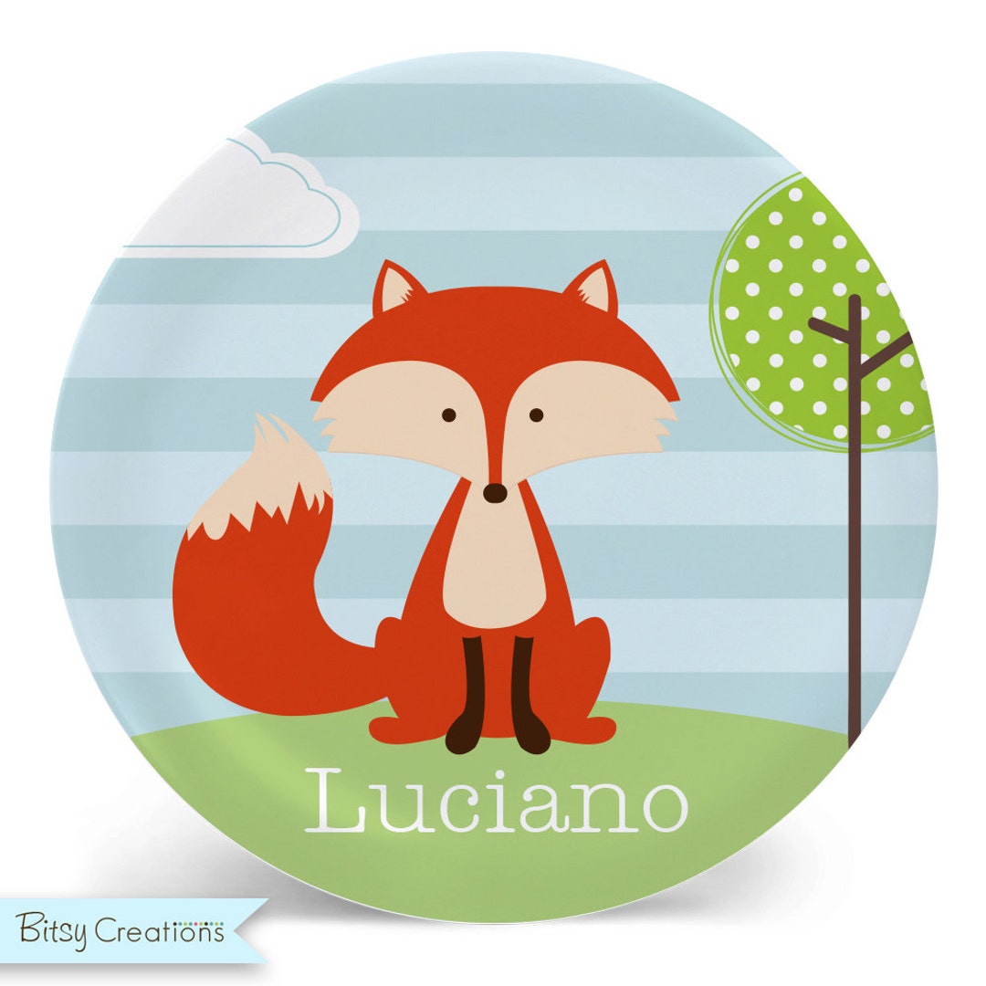 Fox Plate - Child's Plate - Child's Bowl - Fox Melamine Bowl or Plate ...
