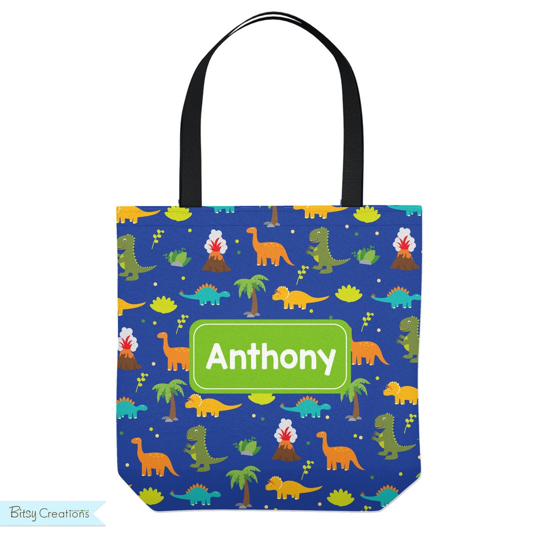 Dinosaur Tote Bag - Personalized Bag - Colorful Dinosaur Bag for Kids ...