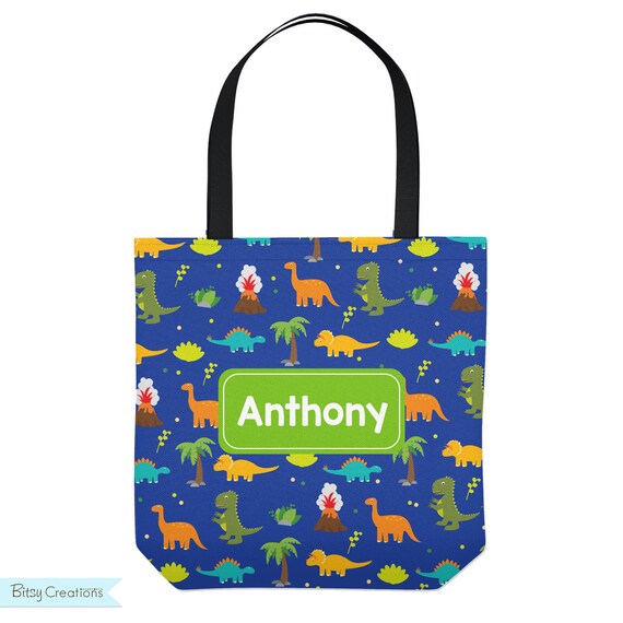 Dinosaur Tote Bag Personalized Bag Colorful Dinosaur Bag - Etsy