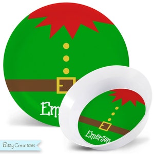 Christmas Plate - Elf Belly Plate or Bowl - Child's Plate - Child's ...