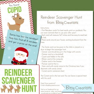 Printable Reindeer Scavenger Hunt PDF Instant Download Children's ...