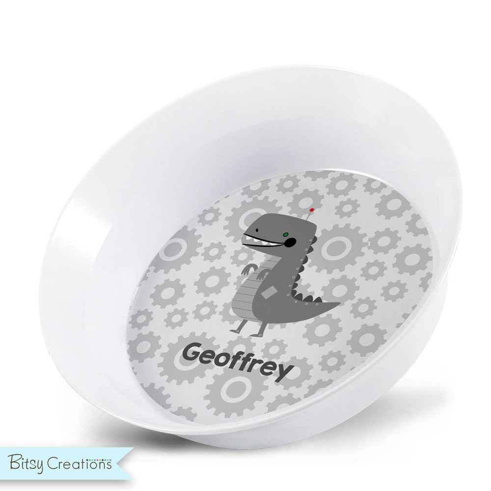 Robot Dinosaur Plate for Kids - Personalized Dinner Set - Plate, Bowl ...