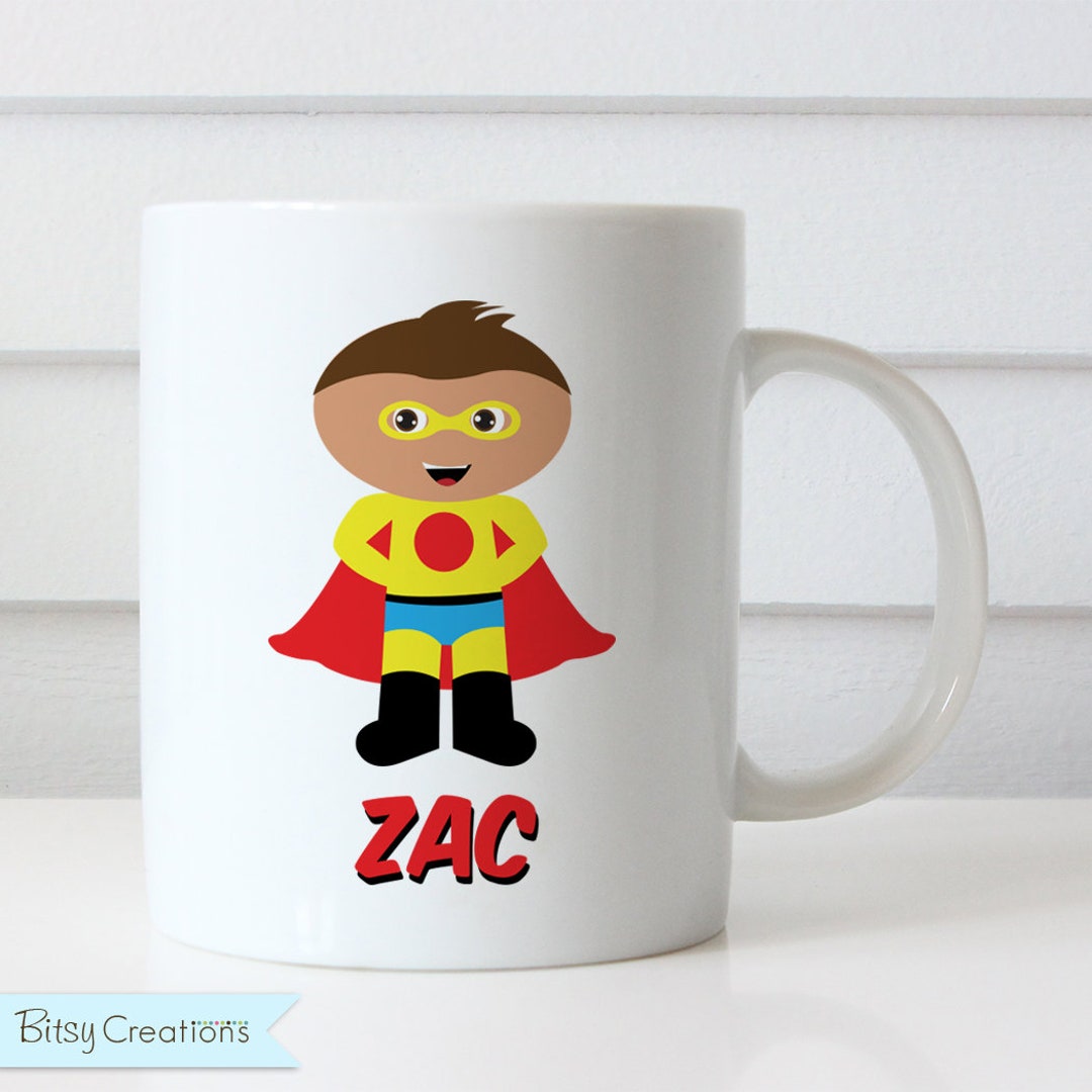 Plastic Personalized Superhero Mug - Boy's Hero Cup - You Choose Hair ...