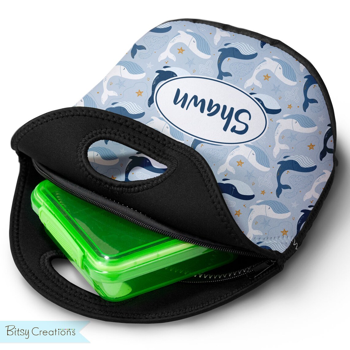 Blue Whale Lunch Tote - Personalized Lunch Bag for Kids - Washable Soft ...