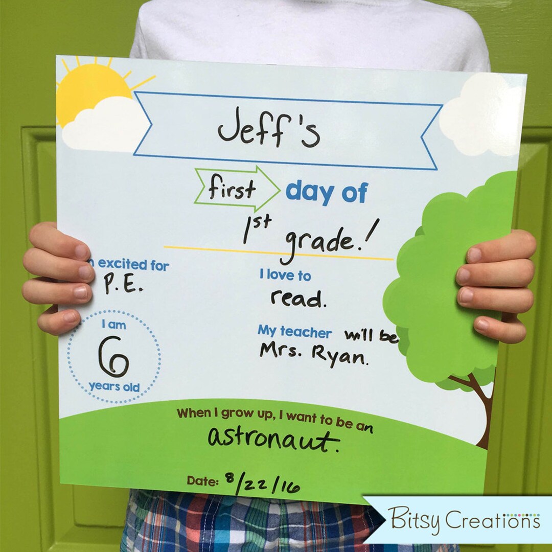 Dry Erase First Day of School Sign - Last Day of School Sign - Reusable ...
