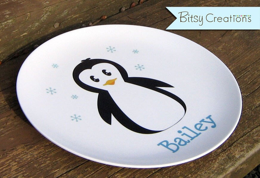 Penguin Plate - Child's Plate - Child's Bowl - Penguin Melamine Bowl or ...