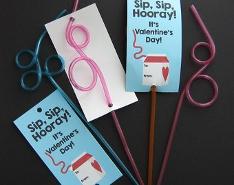 PRINTABLE Valentine Silly Straw Cards for Valentine's Day | Etsy