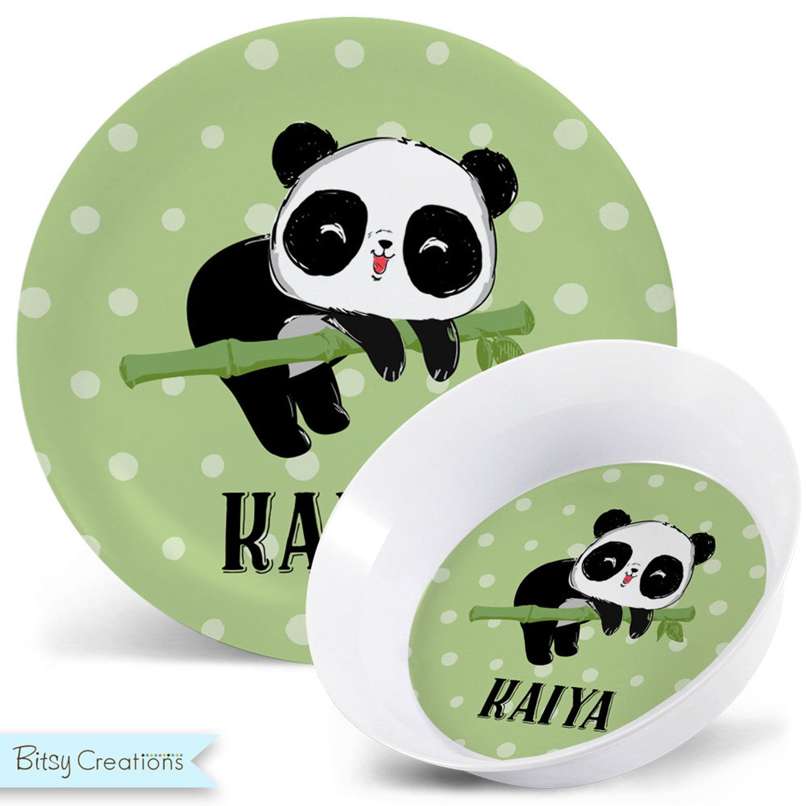 Personalized Panda Plate Custom Plate Bowl Placemat Mug or | Etsy