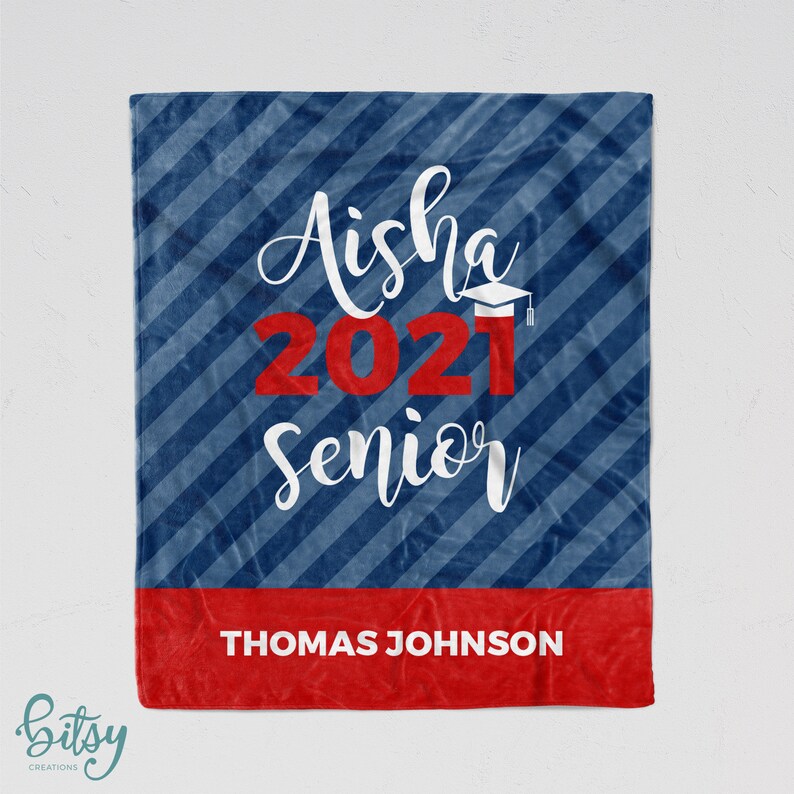 Personalized Senior Graduation Blanket Soft Minky Striped | Etsy