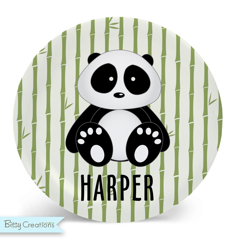 Panda Plate - Melamine Bowl or Plate Custom Personalized With Childs ...