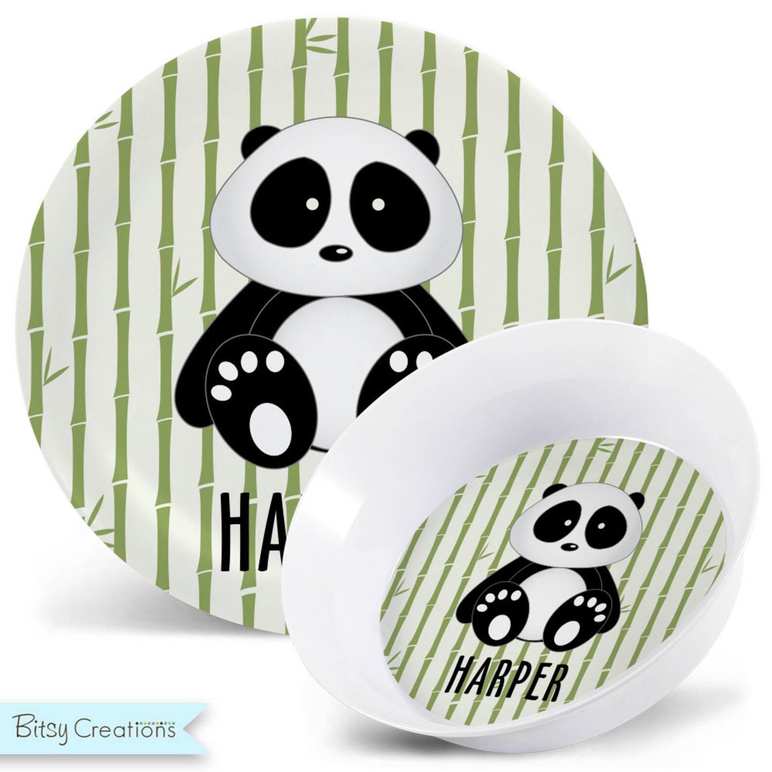 Panda Plate - Melamine Bowl or Plate Custom Personalized With Childs ...