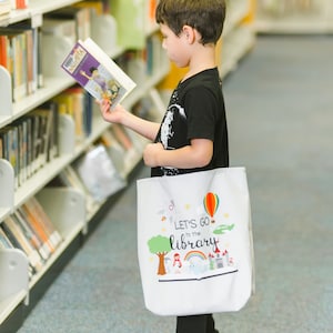 Personalized Library Tote Bag - Custom Made Library Book Bag - Three ...