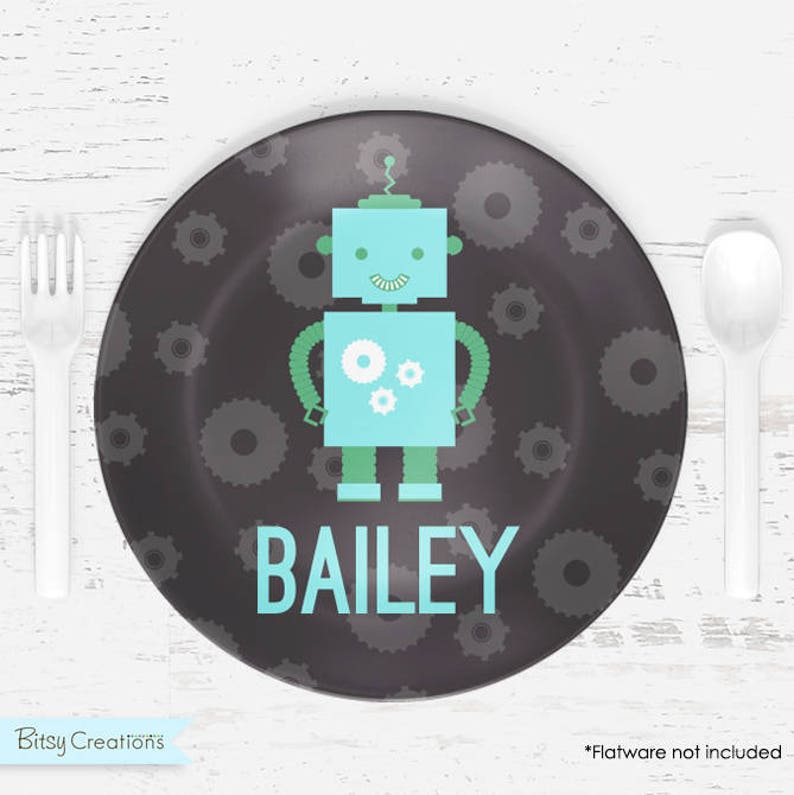 Robot Plate Personalized Meal Set for Kids Child's - Etsy