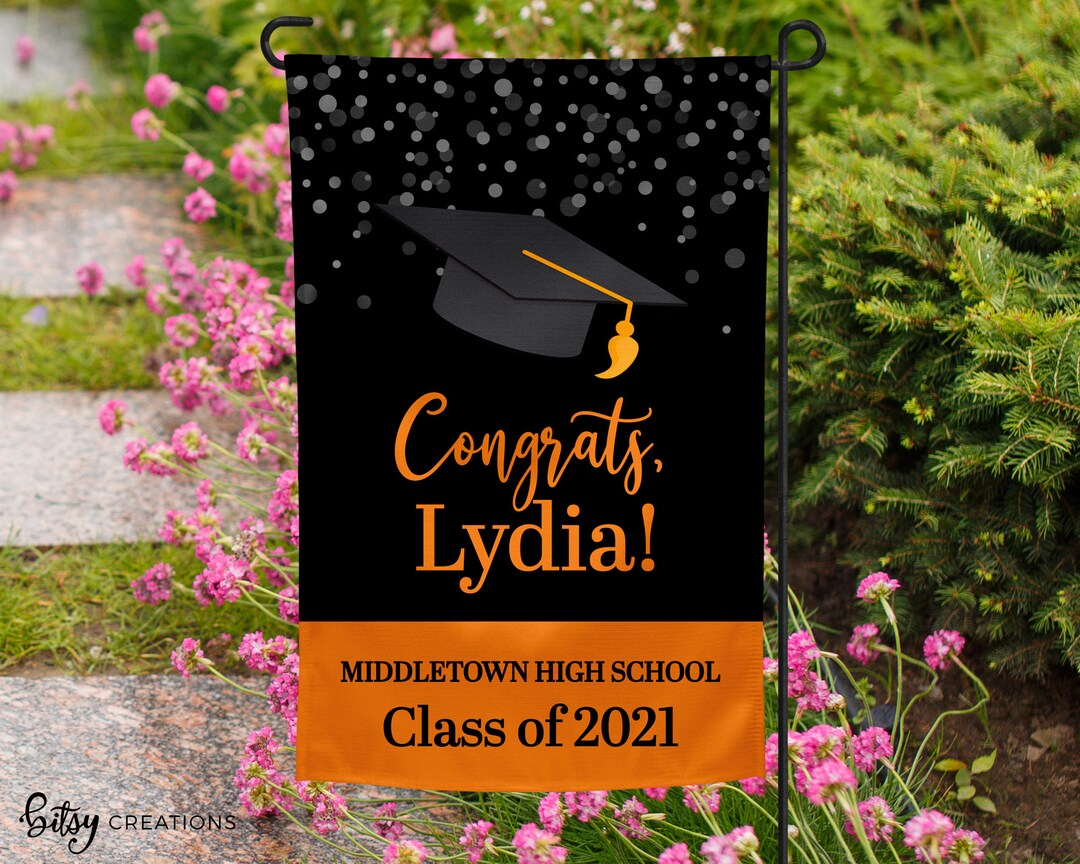 Personalized Graduation Garden Flag - Confetti Senior Year Yard Flag ...