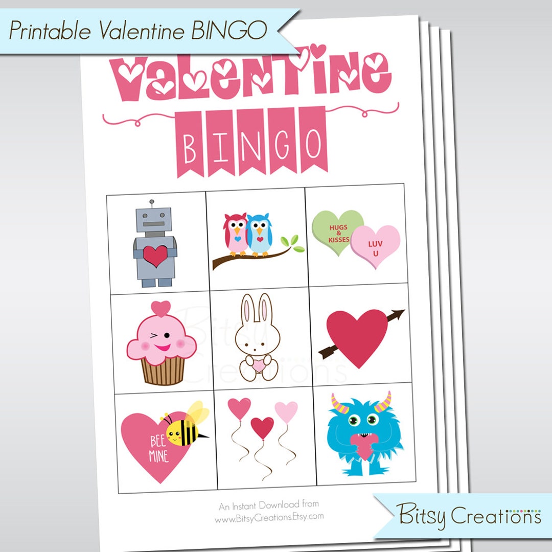 Printable VALENTINE Bingo Game Set for Preschoolers or Young Children ...
