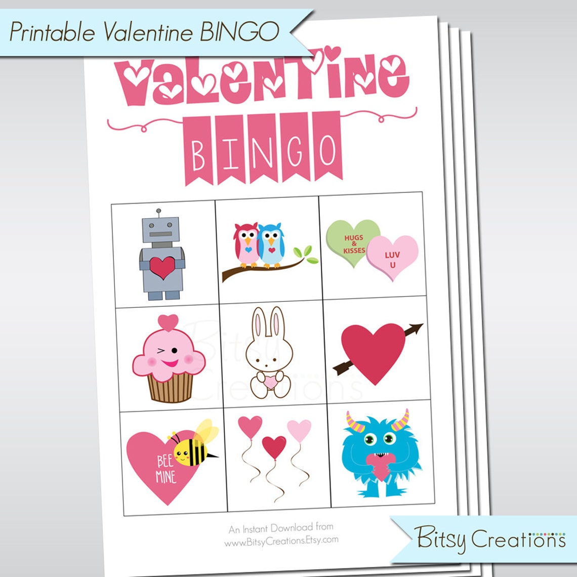 Printable VALENTINE Bingo Game Set for Preschoolers or Young | Etsy