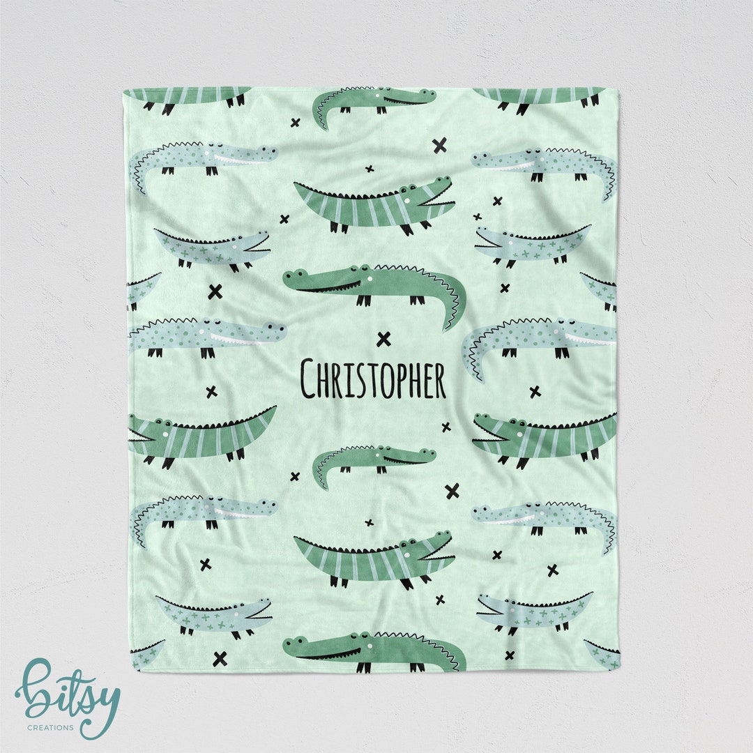 Personalized Alligator Blanket - Soft Minky Blanket With Sizes for Baby ...