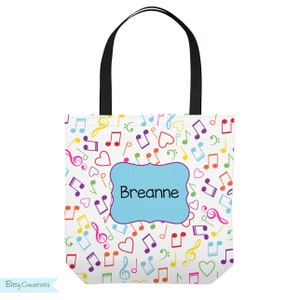 Music Notes Tote Bag - Personalized Tote for Kids - Music Lessons ...