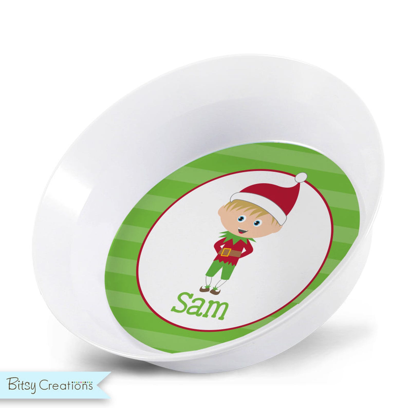 Christmas Elf Boy Plate -you Choose Hair, Skin, Eye Color - Melamine ...