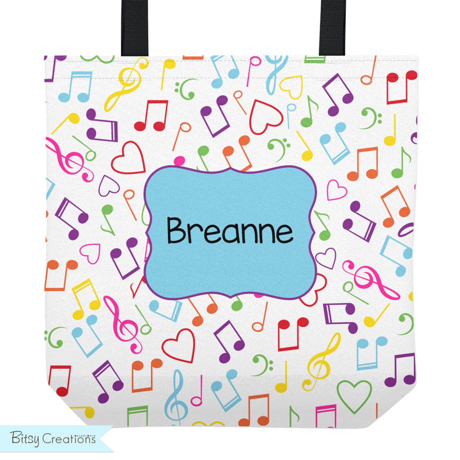 Music Notes Tote Bag Personalized Tote for Kids Music - Etsy