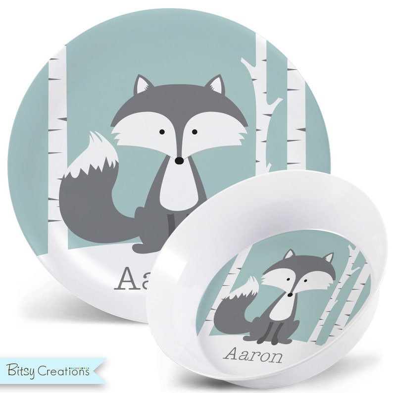 Fox Plate - Gray Fox (snow Fox) Melamine Bowl or Plate Personalized ...