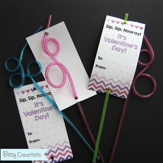 PRINTABLE Valentine Silly Straw Cards for Valentine's Day | Etsy