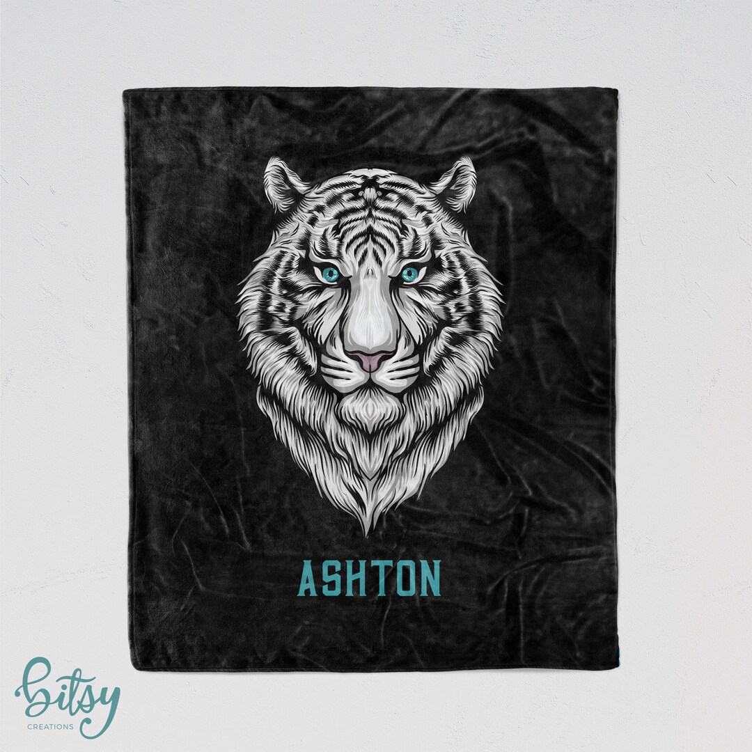 Personalized White Tiger Blanket - Super Soft Minky Blanket With Sizes ...