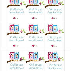 Printable Owl Valentines for Kids Digital File Instant - Etsy