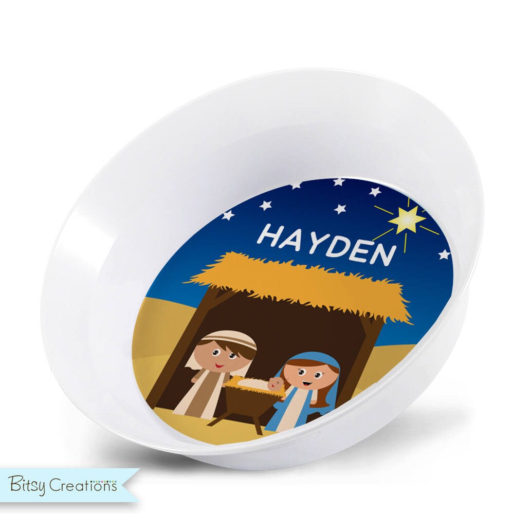 Nativity Plate for Kids - Personalized Child's Plate Bowl Placemat Mug ...
