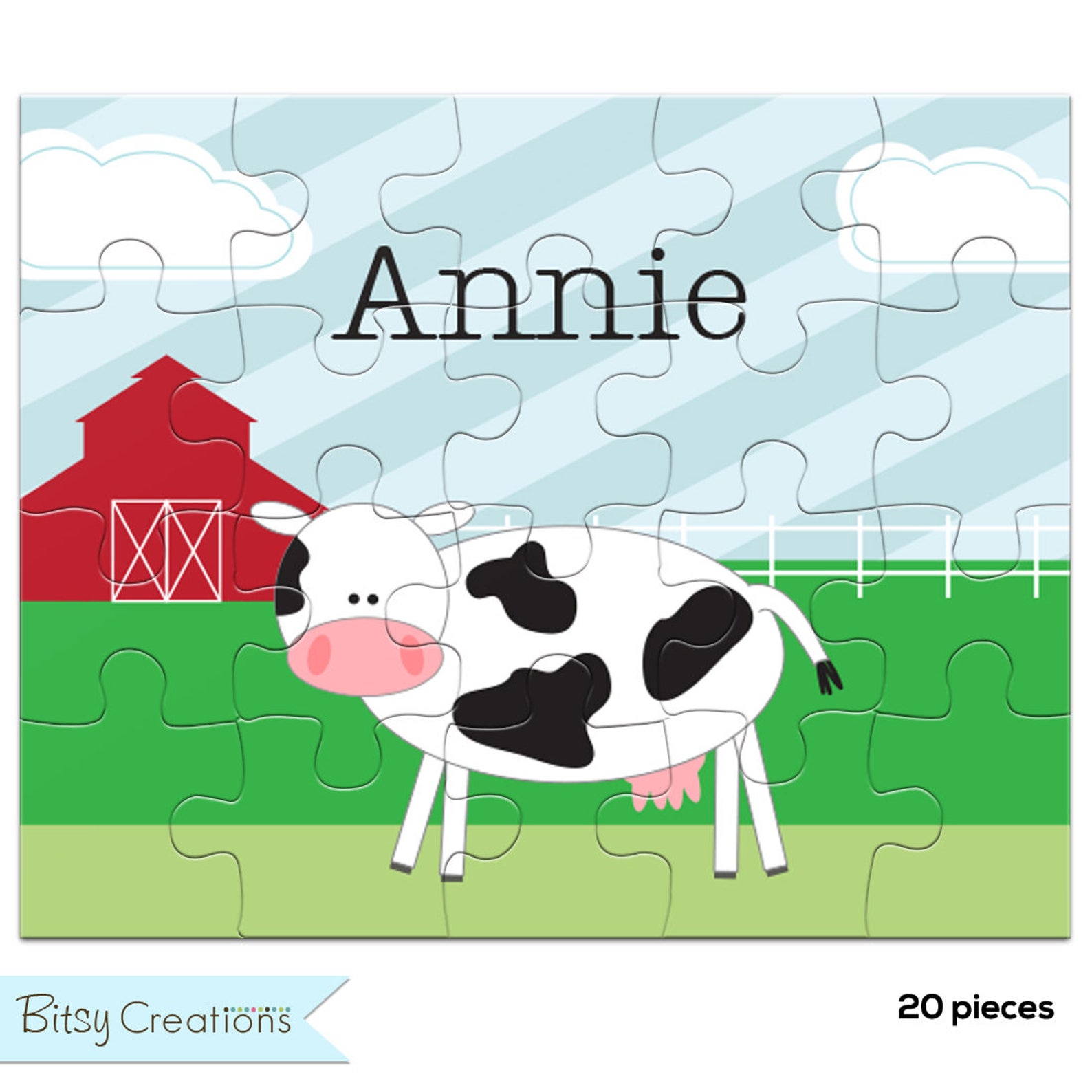 Cow Puzzle Personalized Puzzle for Kids Jigsaw Puzzle 20 | Etsy