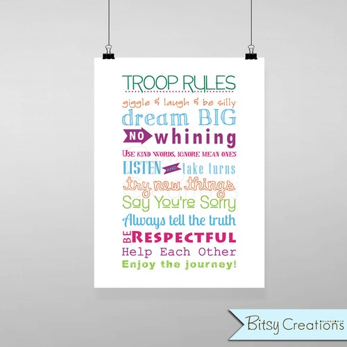 Scout Troop Rules Subway Art Printable Wall Art by - Etsy