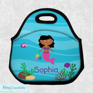 Mermaid Lunch Tote - Choose Hair, Skin, Eye Color - Personalized Lunch ...