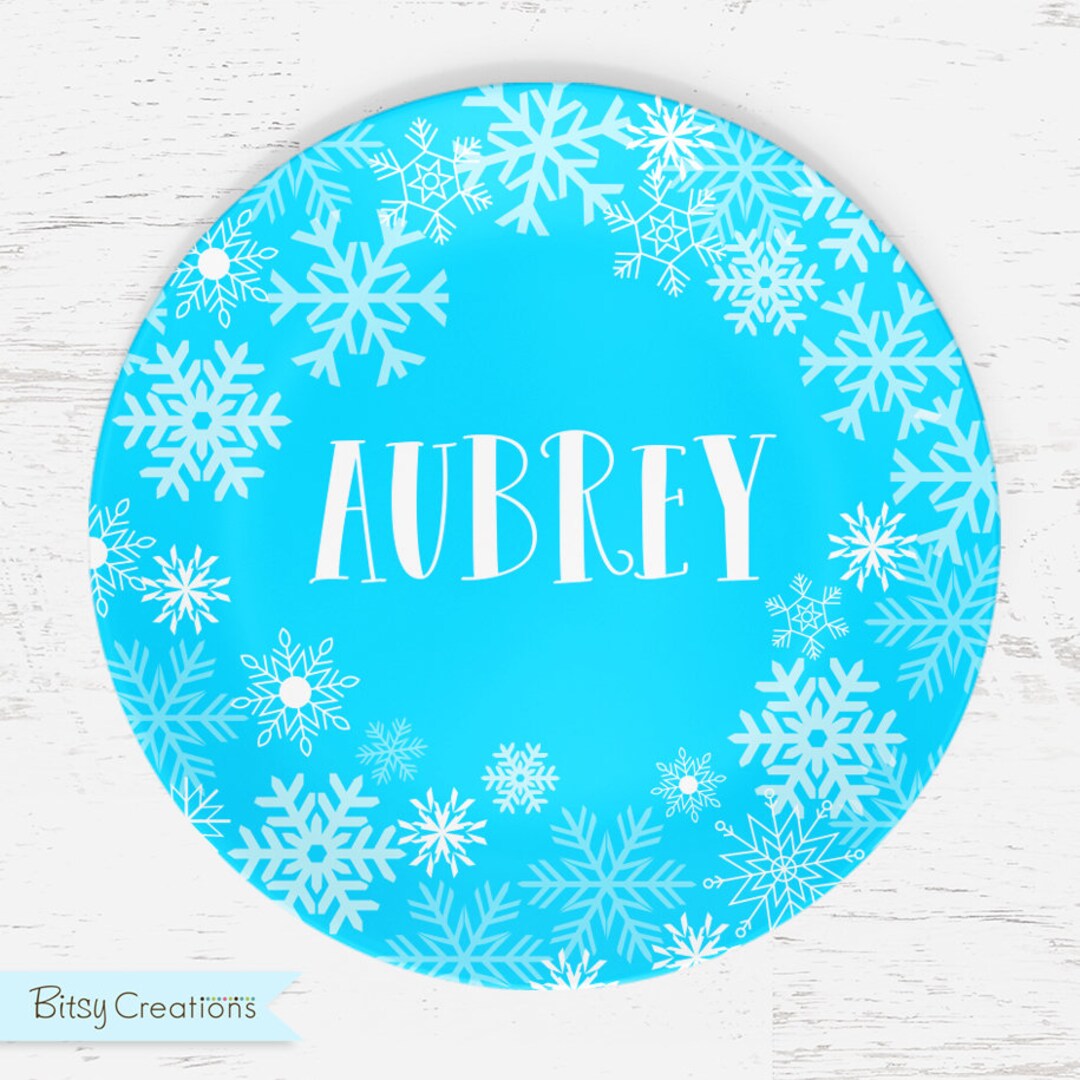 Personalized Snowflake Plate for Kids - Blue Tableware Set for Kids ...