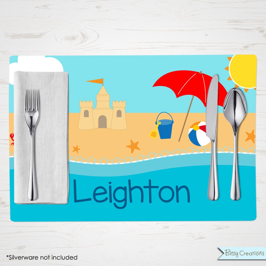 Personalized Children's Placemat - Beach Placemat - Personalized with ...