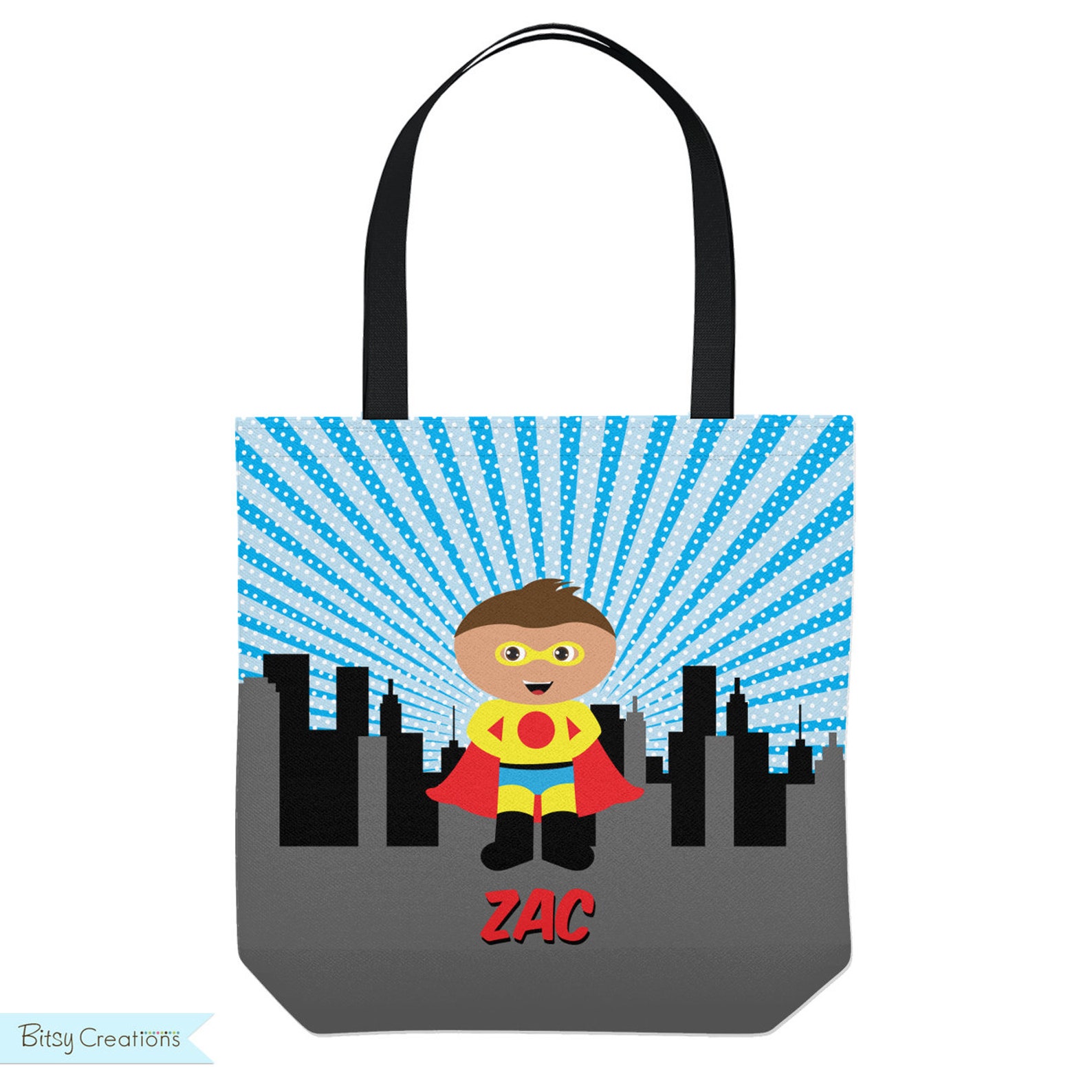 Superhero Tote Bag Personalized Bag for Boys Three Sizes - Etsy