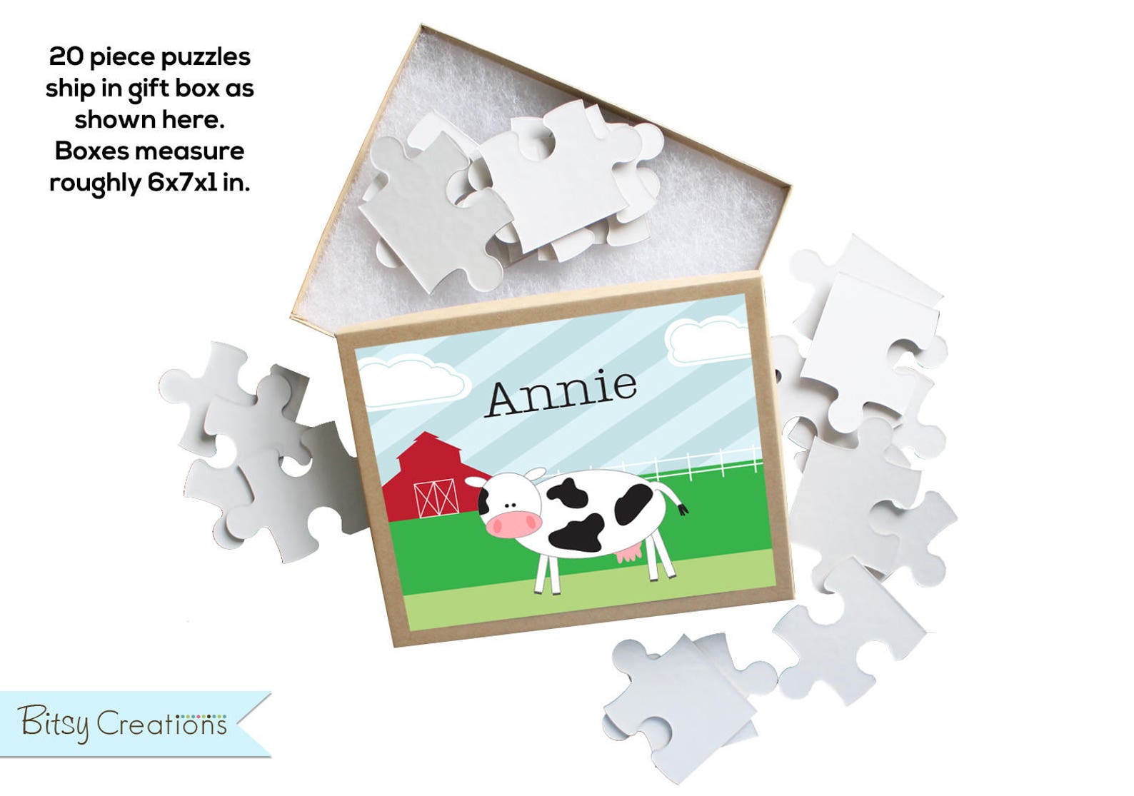Cow Puzzle Personalized Puzzle for Kids Jigsaw Puzzle 20 | Etsy