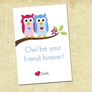 Printable Owl Valentines for Kids Digital File Instant - Etsy