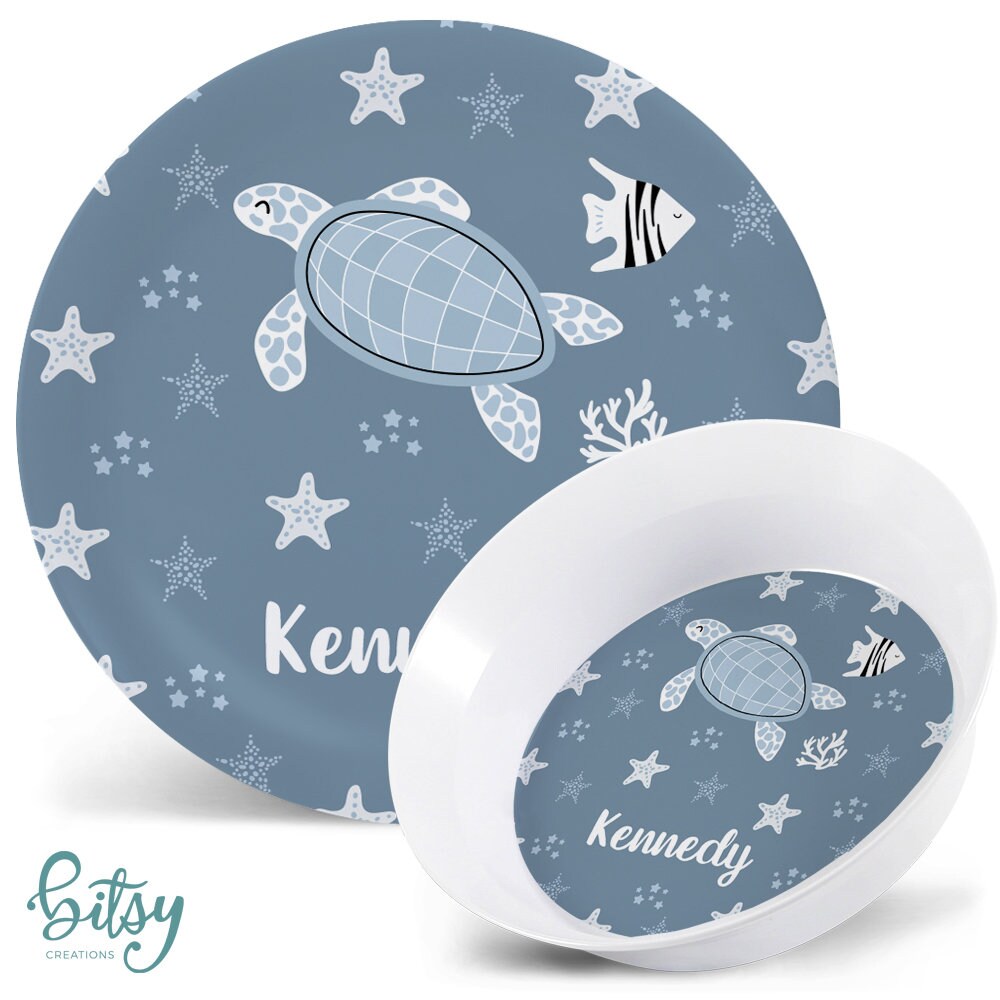 Personalized Sea Turtle Plate for Kids Child's Plastic | Etsy