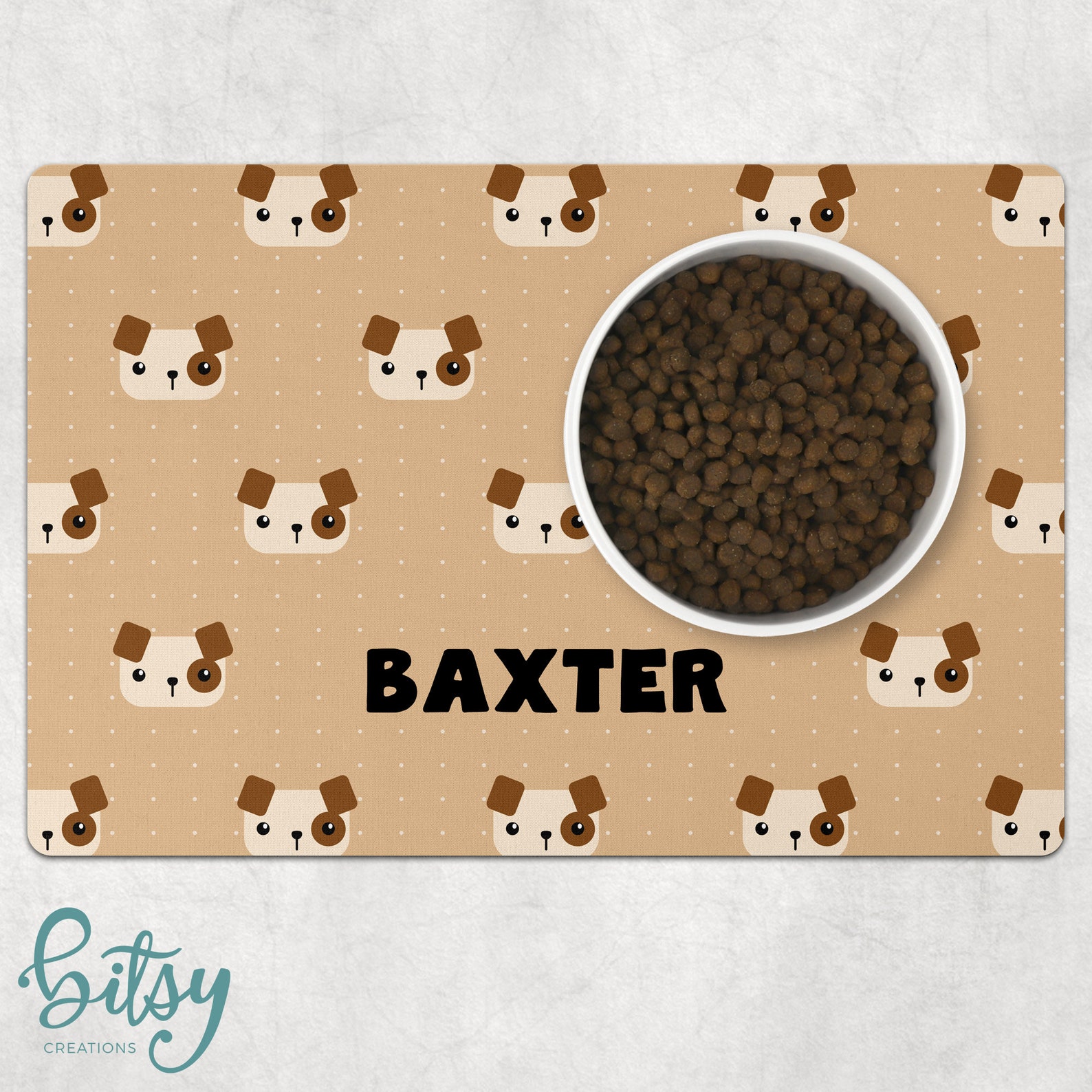 Dog Food Mat Kawaii Dogs Personalized With Dog's Name | Etsy