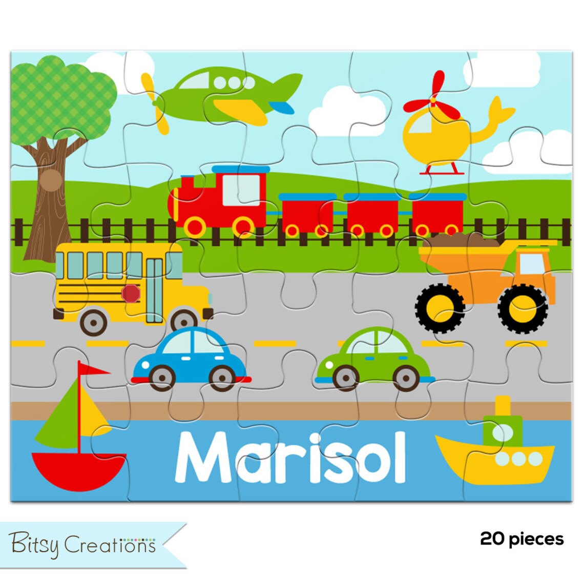 Personalized Puzzle for Kids Transportation Puzzle Jigsaw - Etsy