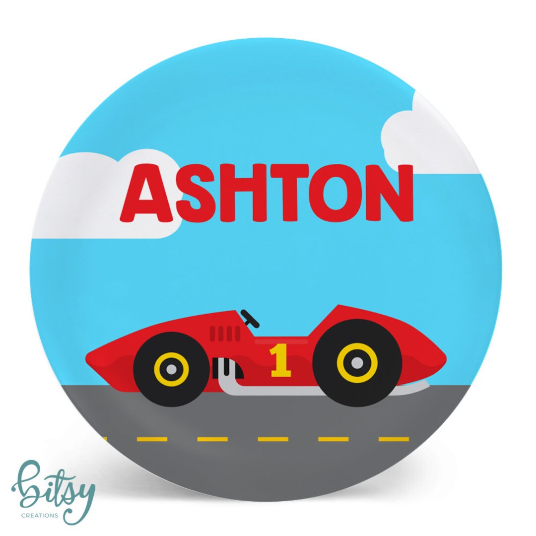 Personalized Racecar Plate for Kids Child's Plastic Tableware Dinner ...
