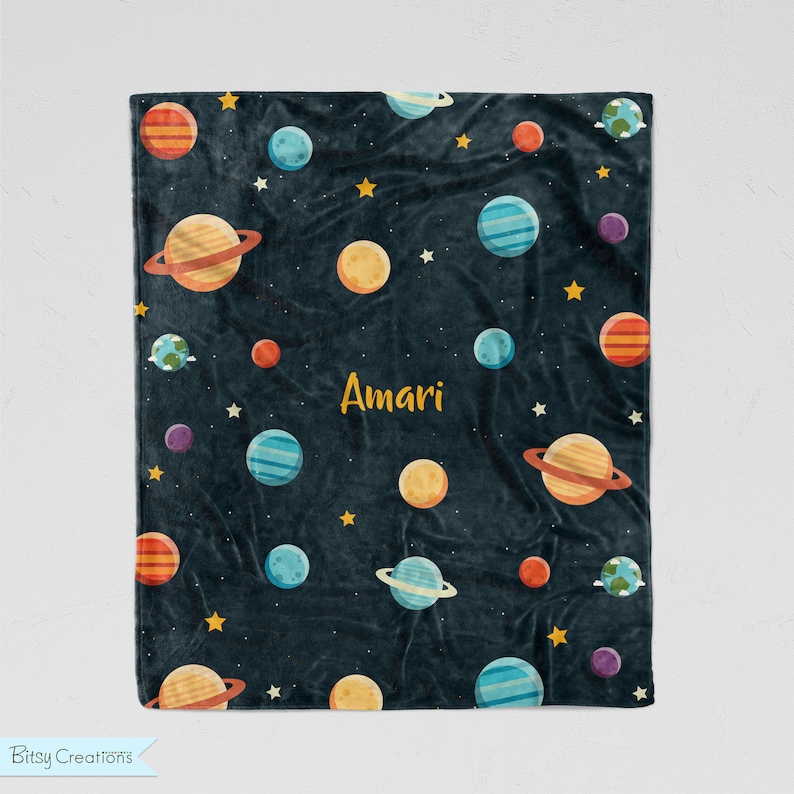 Space Blanket for Children Personalized Planets and Stars | Etsy