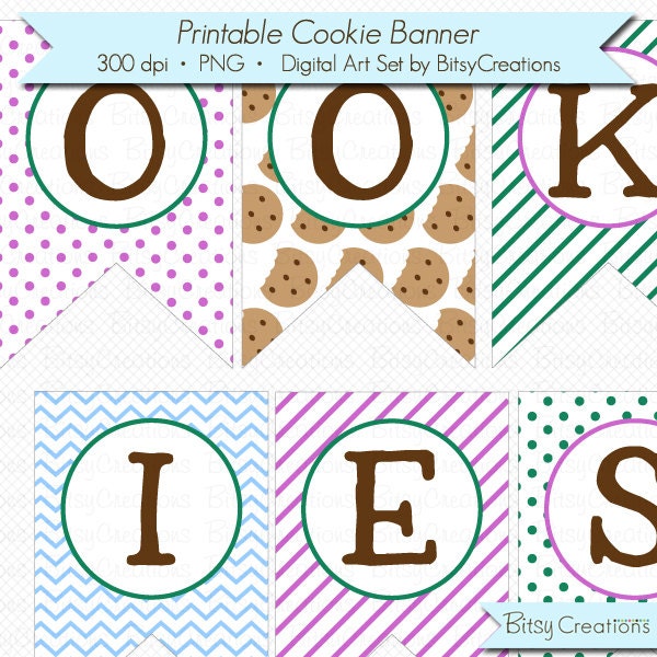 PRINTABLE Cookie Banner by BitsyCreations Instant Download | Etsy