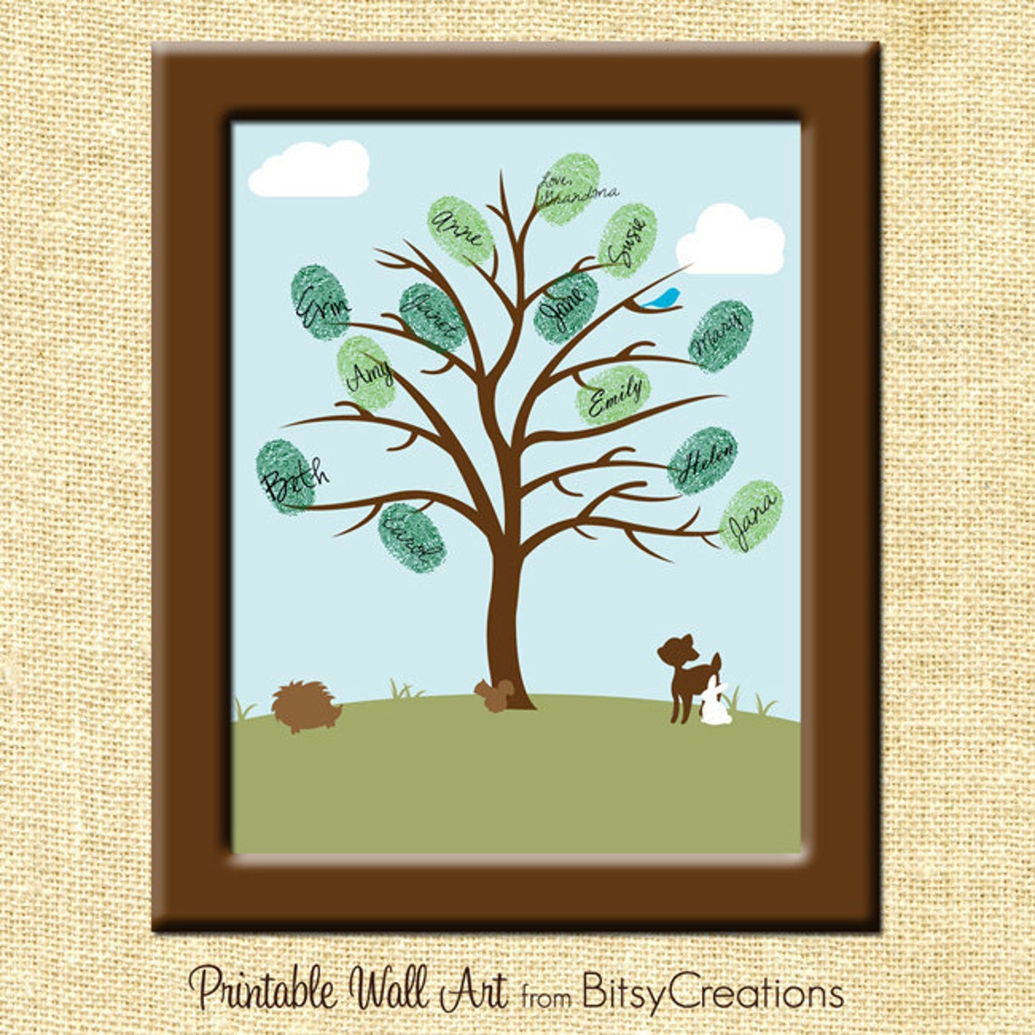 Thumbprint Baby Shower Printable Tree Wall Art INSTANT - Etsy